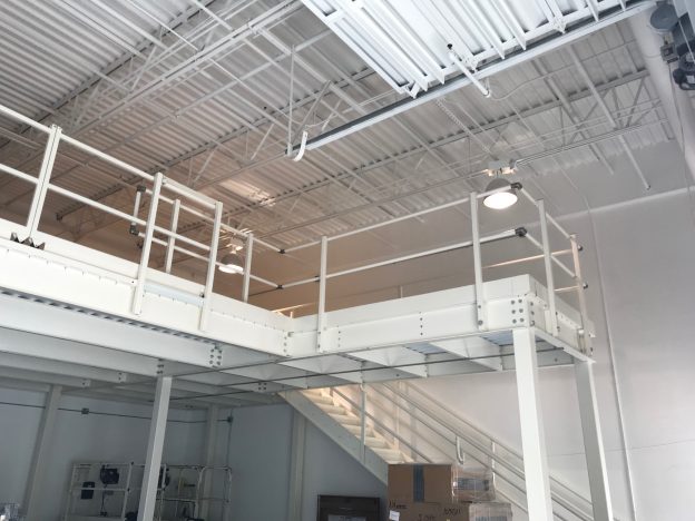 Storage Platform with Shelves and Security Cage - A-Mezz Blog